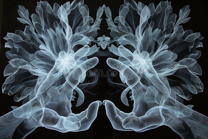 Abstract Image of Two Hands in the Form of Ghostly Smoke. Stock ...