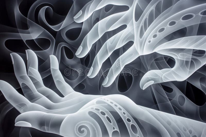 Abstract Image of Two Hands in the Form of Ghostly Smoke. Stock ...