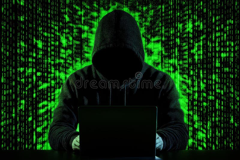 Abstract Image of Unrecognizable Hacker Cyber Criminal in Hood with ...