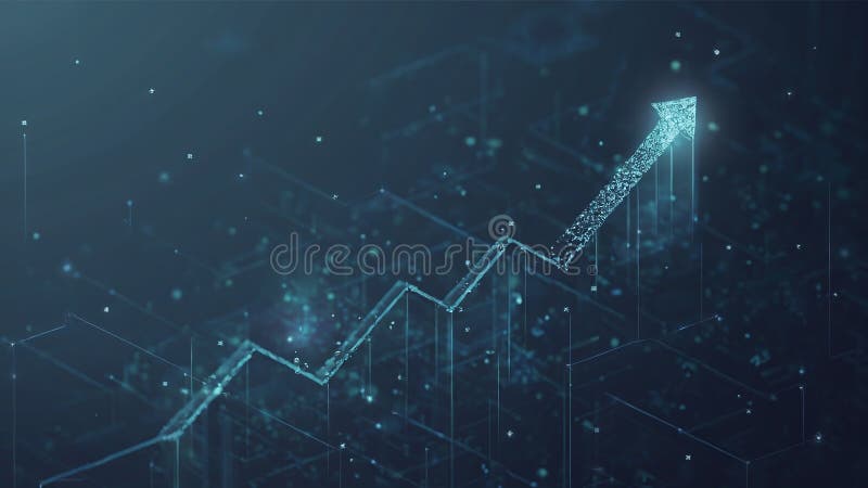 Abstract Upward Arrow with Digital Network Background Stock ...