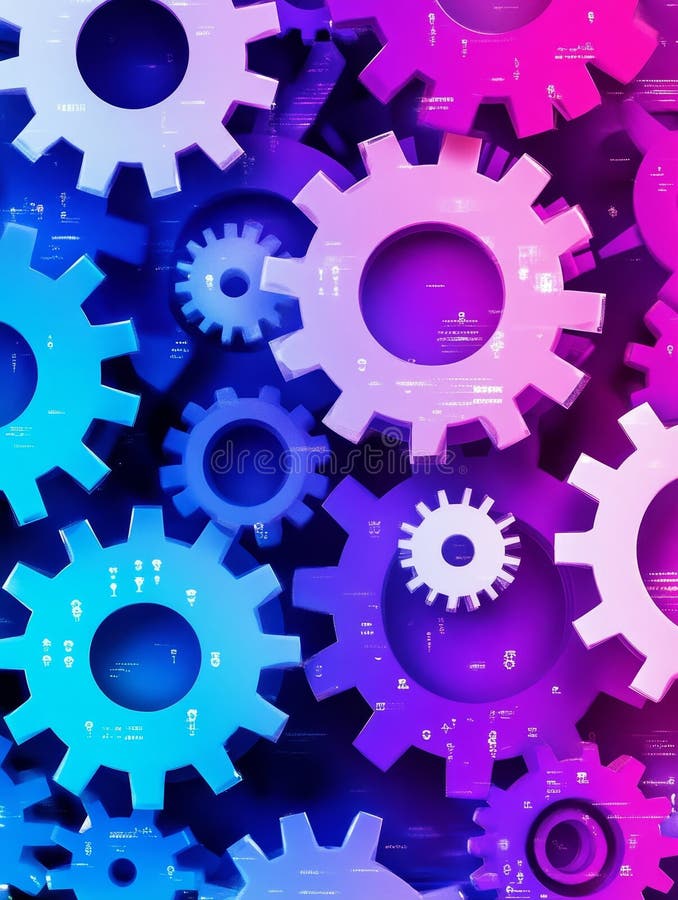 Interlocking Gears of Innovation Abstract Image of Vibrant Blue and ...