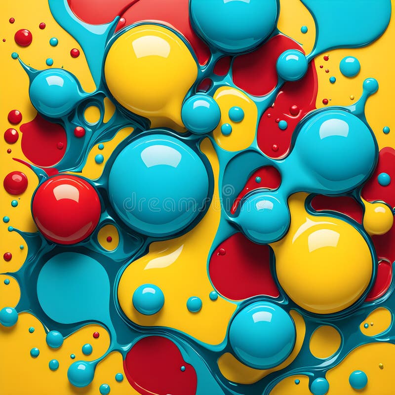 Abstract Image with Vibrant Blue and Red Blobs and Liquid Shapes on a ...