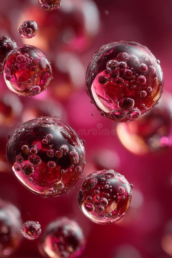 Abstract Image of Vibrant Red Bubbles on a Blurred Background. Stock ...
