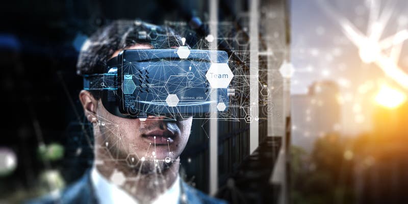 Abstract Image of Virtual Reality Experience, a Man in VR Glasses Stock ...
