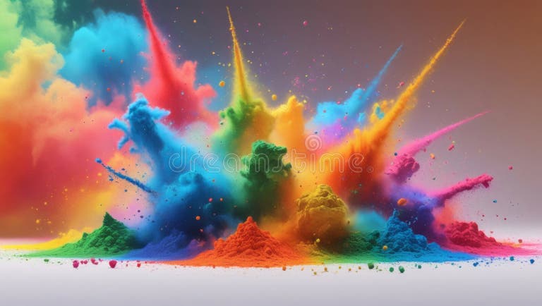 Vibrant Explosion of Colorful Powder Paint Clouds for Abstract ...