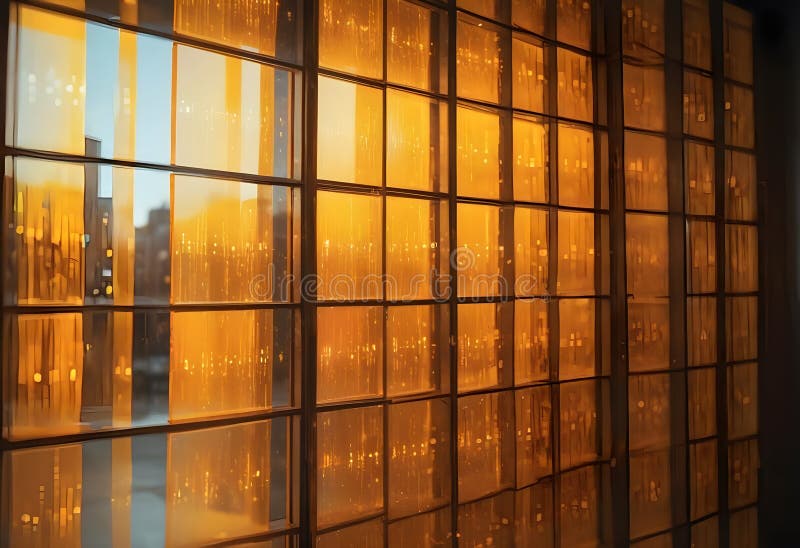 Abstract Image of a Wall with a Grid of Rectangular Glass Panels. the ...