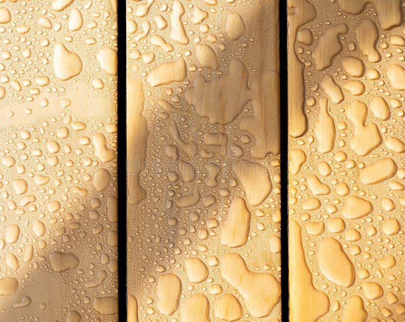 Abstract Image of Water Droplets Beading on Wood Stock Photo - Image of ...