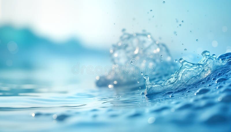 Abstract Image of Water Splash. Clear Blue Water Waves. Gentle Ripples ...