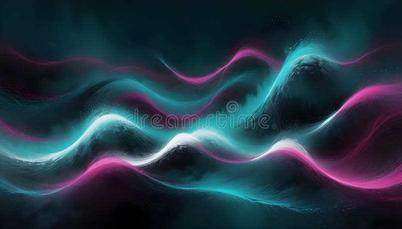 An Abstract Image of a Wave-like Form, with a Glowing, Blue and Pink ...