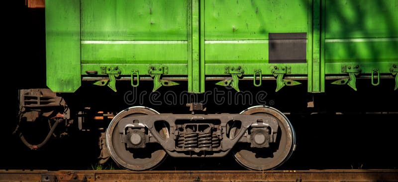 Abstract Image of the Wheels of a Railway Freight Car on a Track Stock ...