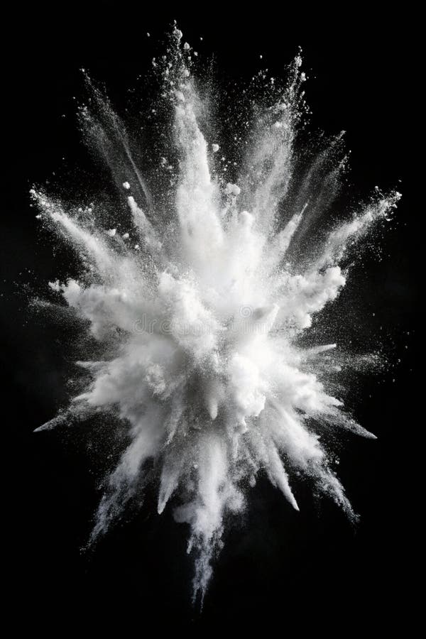 Abstract White Powder Explosion on Black Background Stock Illustration ...