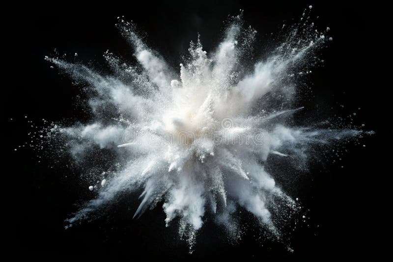 Abstract White Powder Explosion on Black Background Stock Illustration ...