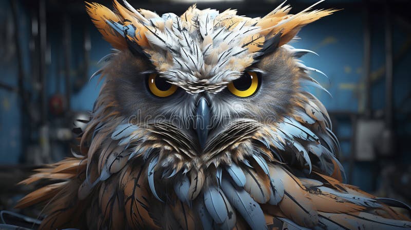 Abstract Image of a Wild Bird. Artistic Bright Art of Owl. Stock Photo ...