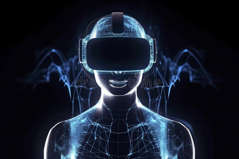 Abstract Image of Woman Using VR Headset - 3D Generated Image Stock ...