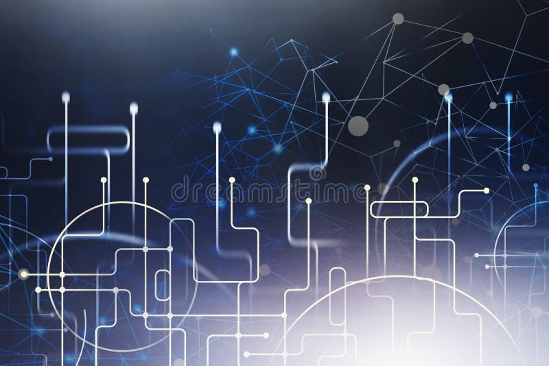 Abstract Immersive Dark Blue Connection Interface Stock Illustration ...