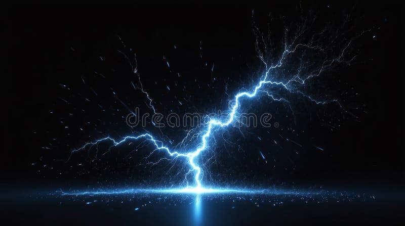 Abstract Impact of Blue Glowing Light Particles with Lightning Sparks ...