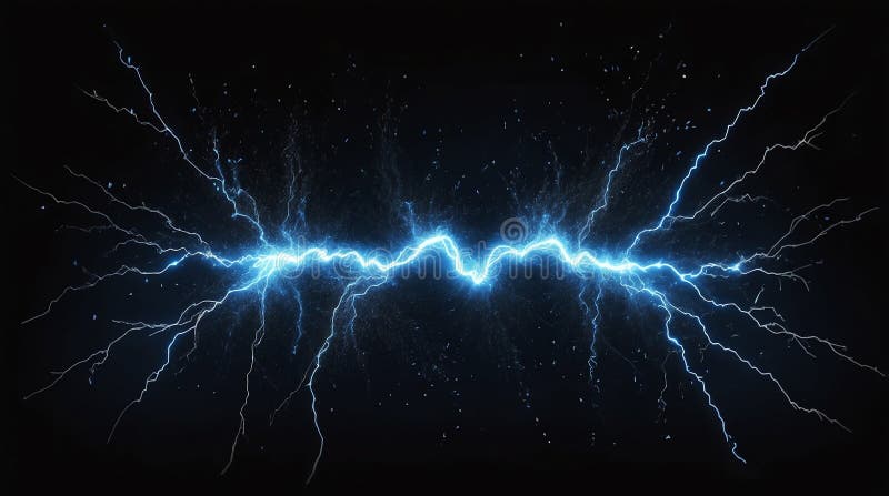 Abstract Impact of Blue Glowing Light Particles with Lightning Sparks ...
