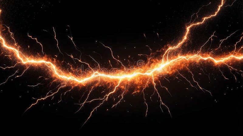Abstract Impact of Orange Glowing Light Particles with Lightning Sparks ...