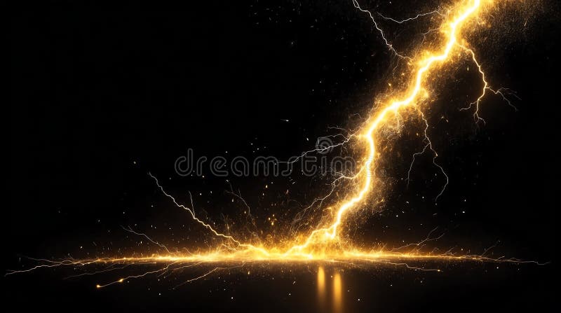 Abstract Impact of Yellow Glowing Light Particles with Lightning Sparks ...