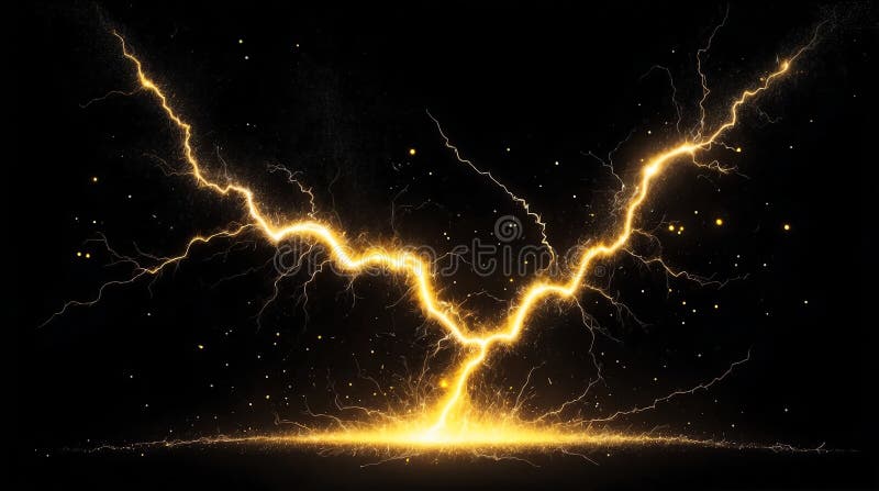 Abstract Impact of Yellow Glowing Light Particles with Lightning Sparks ...