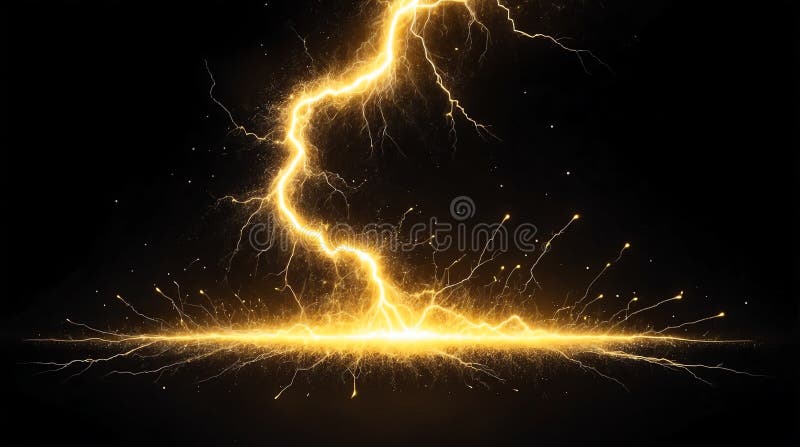 Abstract Impact of Yellow Glowing Light Particles with Lightning Sparks ...