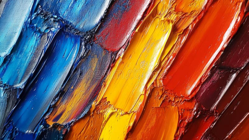 Abstract Impasto Painting Warm and Cool Colors Stock Illustration ...