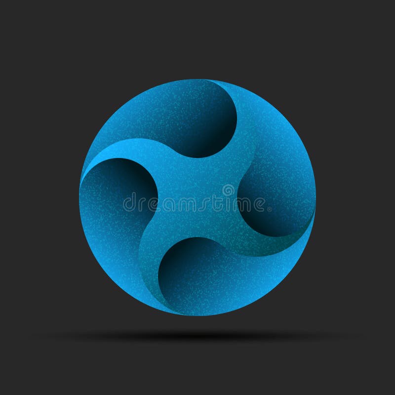Abstract Impeller Curved Blades Logo, Futuristic 3d Geometric Shape ...