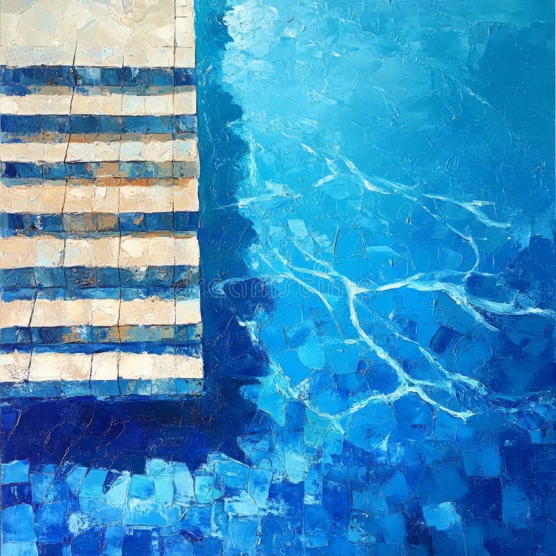 Abstract Impression of Poolside with Vibrant Water Reflections in ...