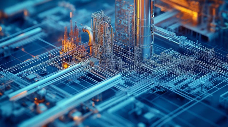 Abstract Industrial Background, Complex Production Process Stock Image ...