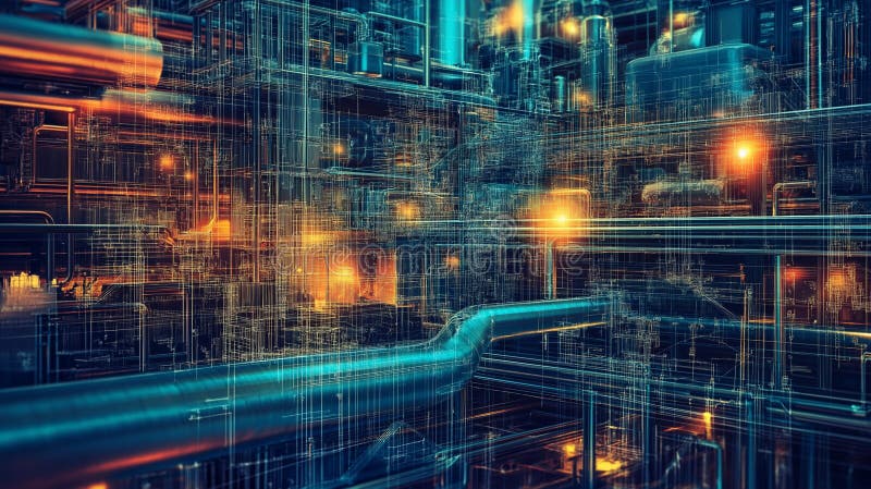 Abstract Industrial Background, Complex Production Process Stock Image ...