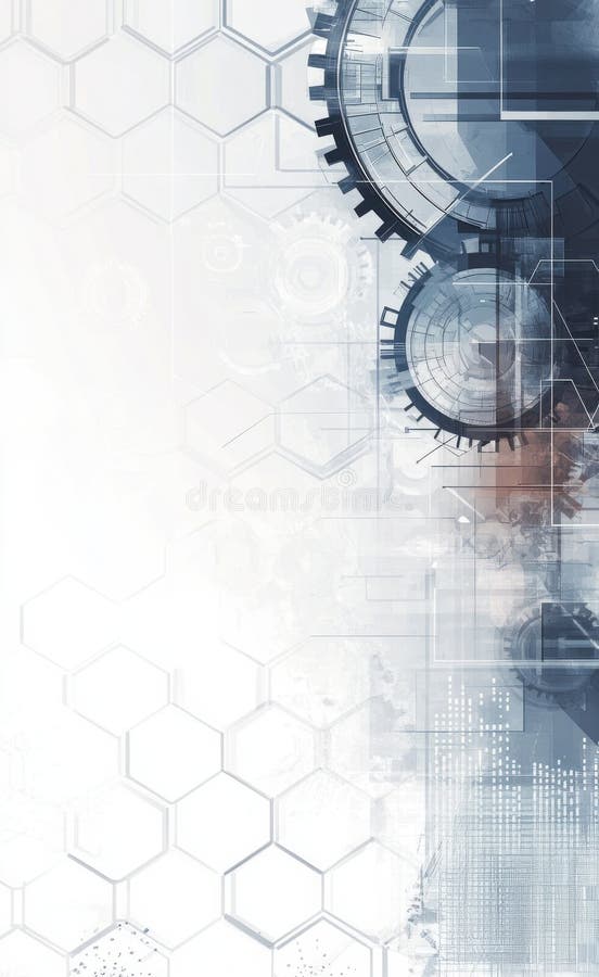 Abstract Industrial Background Featuring Gray Gears and Hexagonal ...