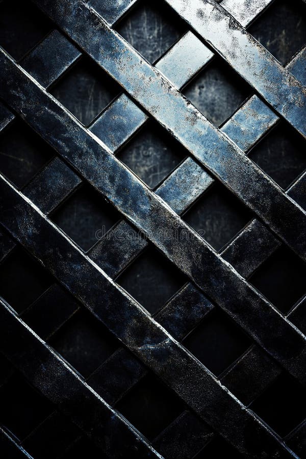 Abstract Industrial Background Featuring a Metallic Grid with Sharp ...