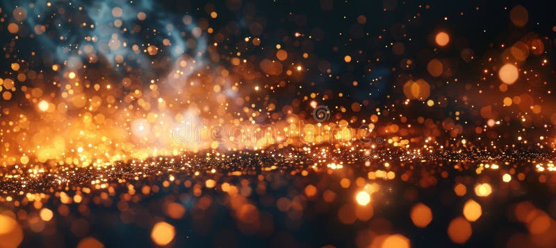 Abstract Industrial Border with Glowing Particles and Metallic Shapes ...