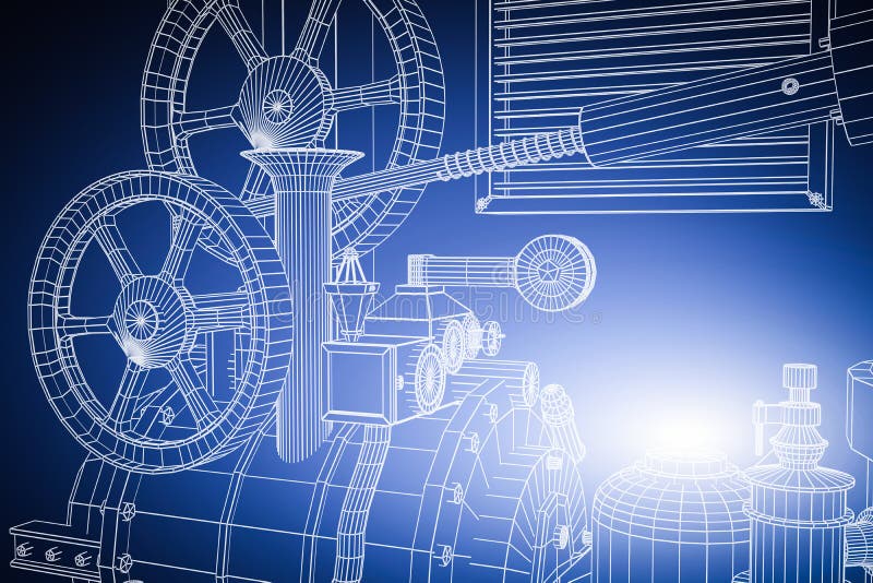 Abstract Industrial, Technology Background. Gears Outlines Stock ...