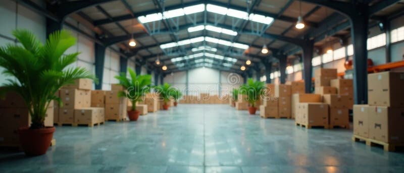 Abstract Industrial Warehouse Background Blurry Architectural Design ...