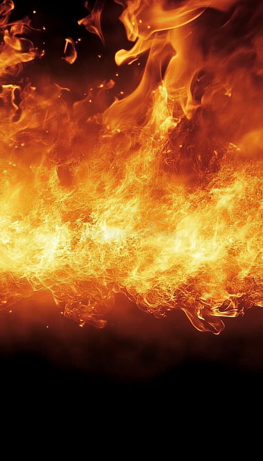 Abstract Inferno Blazing Hot Flames and Embers Against Dark Background ...