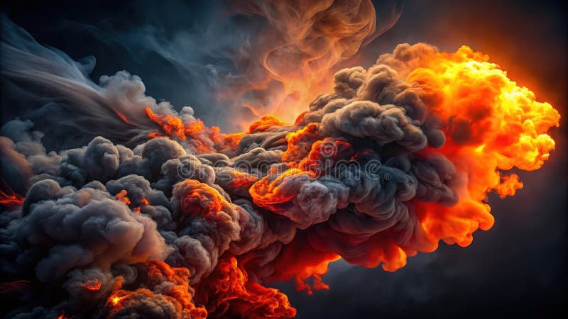 Abstract Inferno a Fiery and Smoky Composition of Intense Color and ...