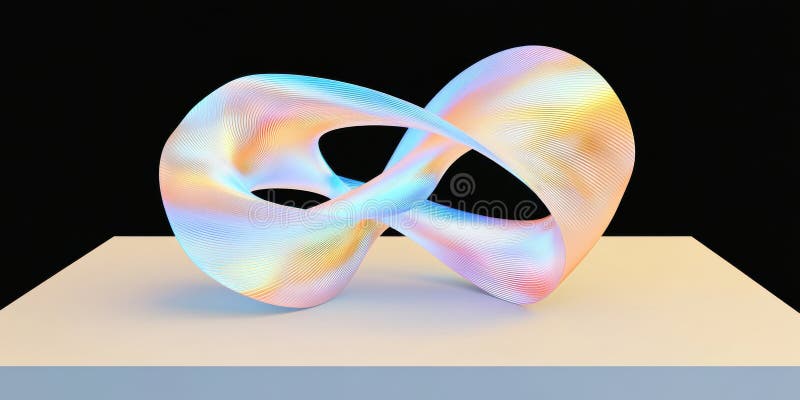 Abstract Infinite Loop Sculpture on Pedestal with Gradient Lighting ...