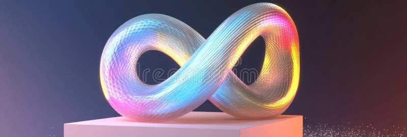 Abstract Infinity Loop with a Futuristic Glow on a Minimalist Pedestal ...
