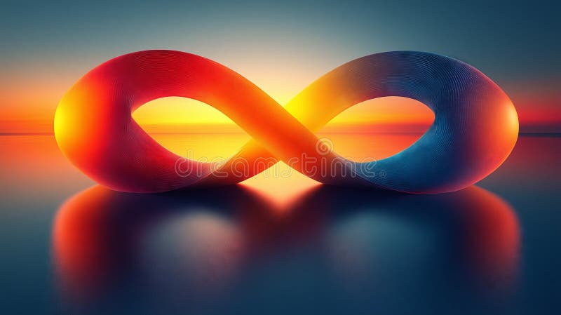 Abstract Infinity Loop with Red and Blue Gradient at Sunset Stock Photo ...