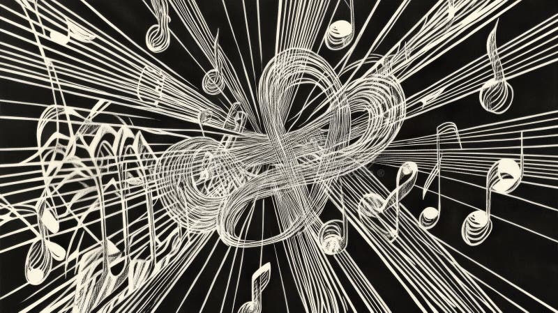 Abstract Infinity Music Notes with Dynamic Lines Stock Illustration ...