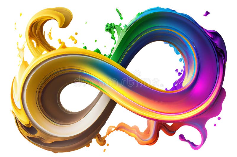 Abstract Infinity Sign Splashes Color Spectrum Flying Bright ...