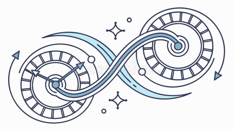 Abstract Infinity Swirl with Clock Gears for Endless Cycles, Vector Design Generative AI Stock ...