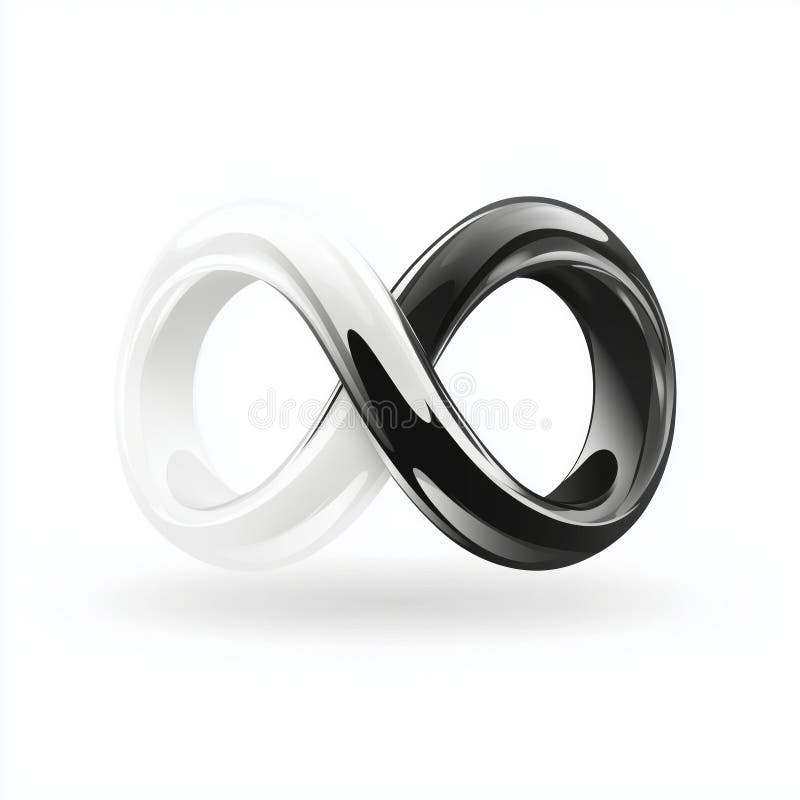 Abstract Infinity Symbol in Black and White Glossy Finish Stock ...