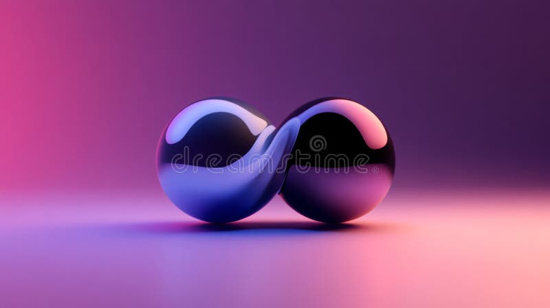 Abstract Infinity Symbol: Glossy Black Spheres with Purple Pink ...