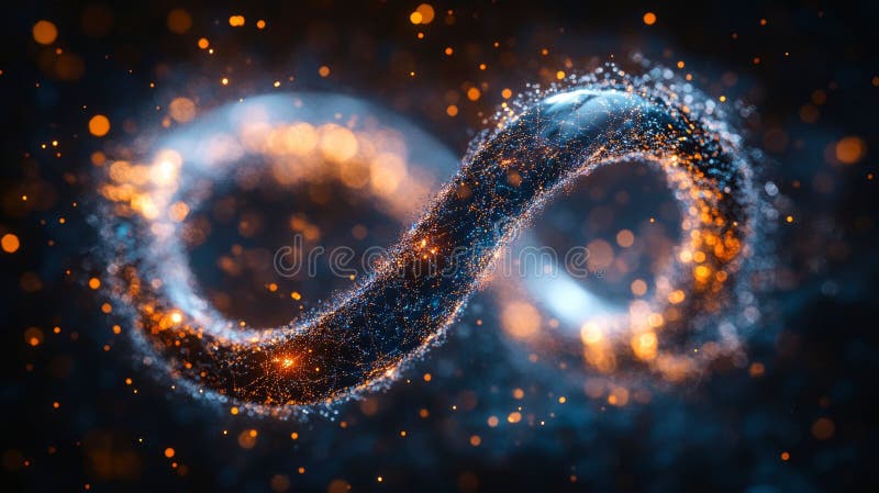 Abstract Infinity Symbol with Glowing Particles Stock Illustration ...