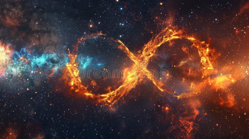 An Abstract Infinity Symbol Glows Against a Starry Space Background ...