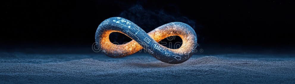 Abstract Infinity Symbol with Light Effects on Dark Background and ...