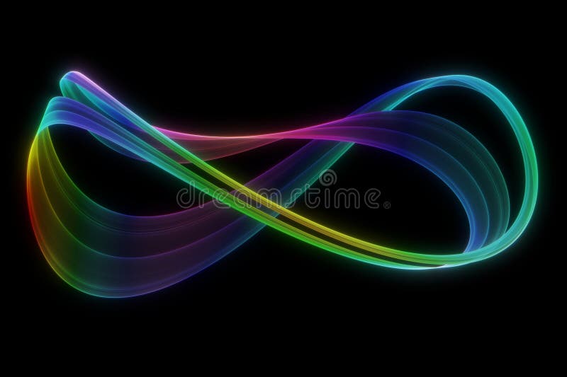 Abstract Infinity Symbol Made Out of Glowing Colorful Light Trails ...