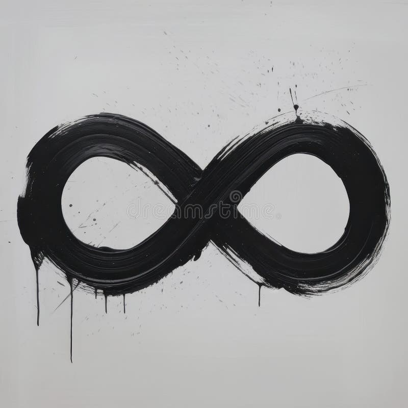 Abstract Infinity Symbol Painted in Black Against a White Canvas ...